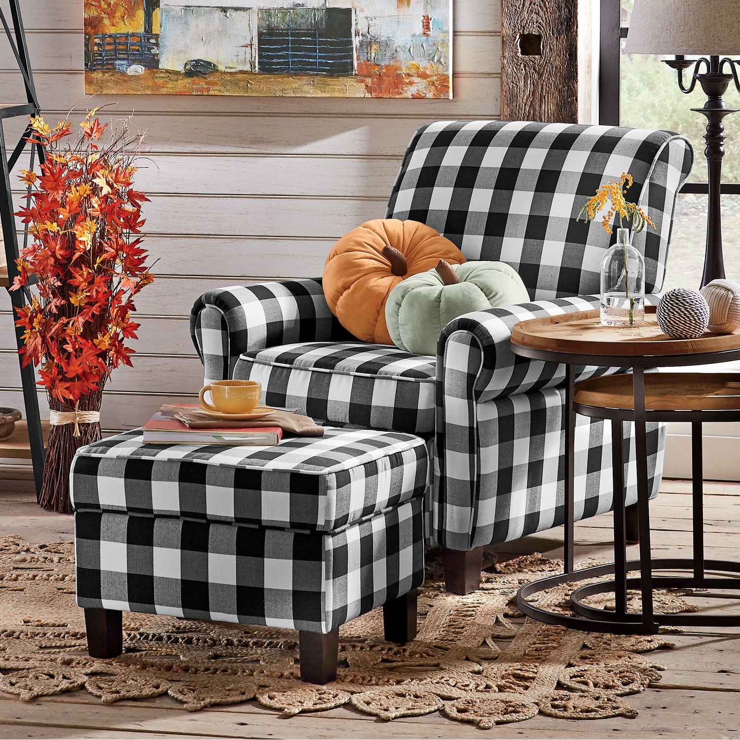 Buffalo Check Armchair and Ottoman | Seventh Avenue