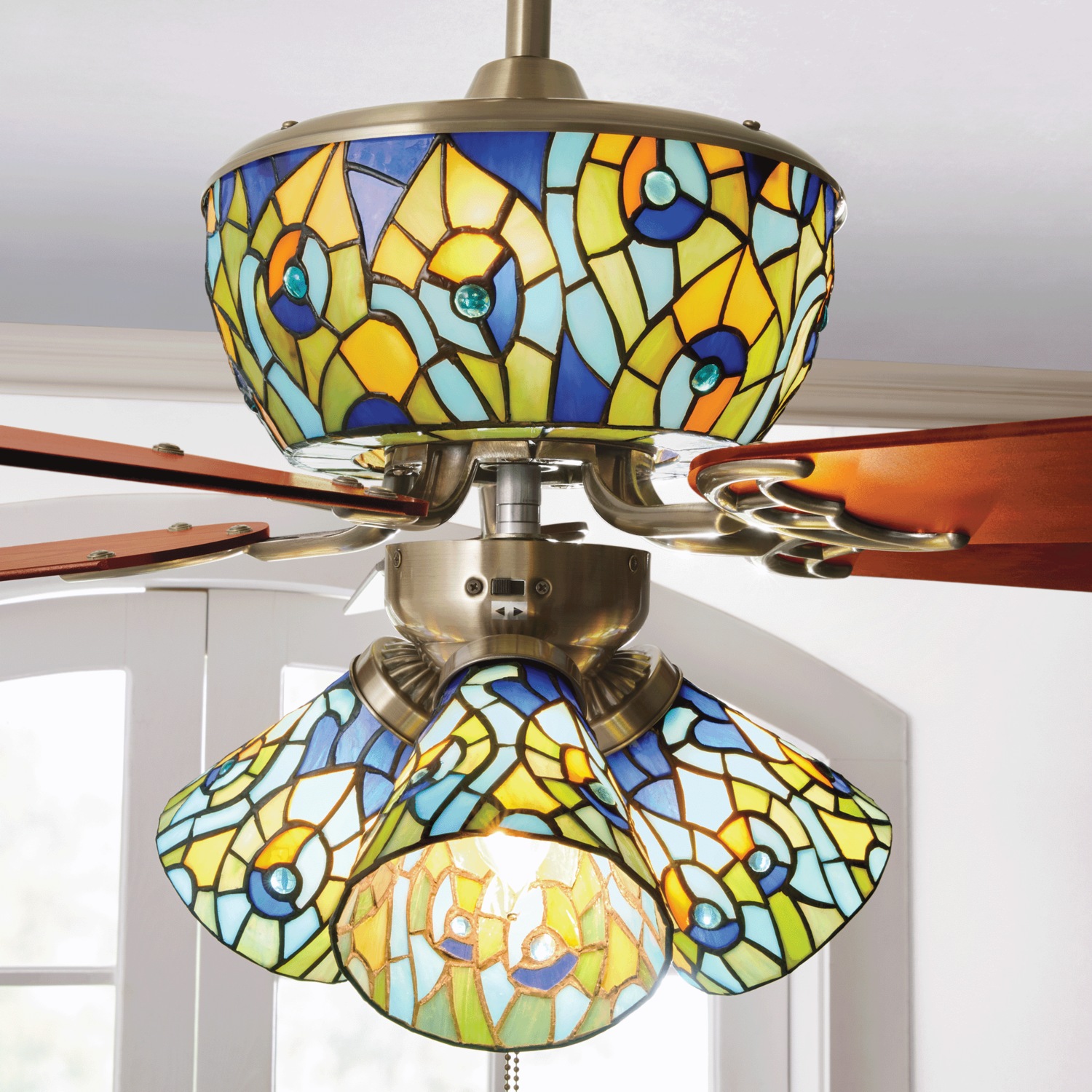 Stained Glass Peacock Ceiling Fan | Seventh Avenue