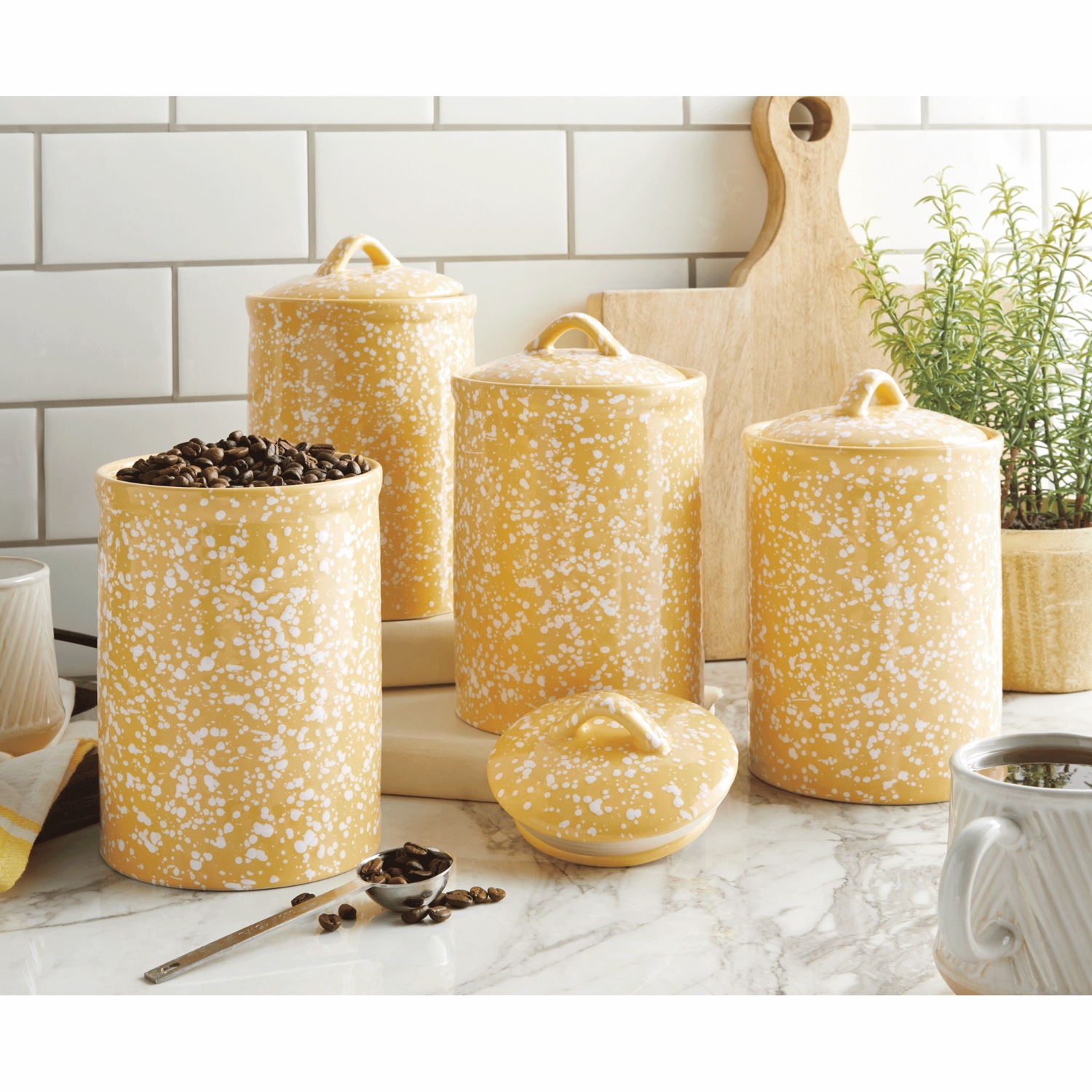 Set of 4 Speckled Canisters | Seventh Avenue
