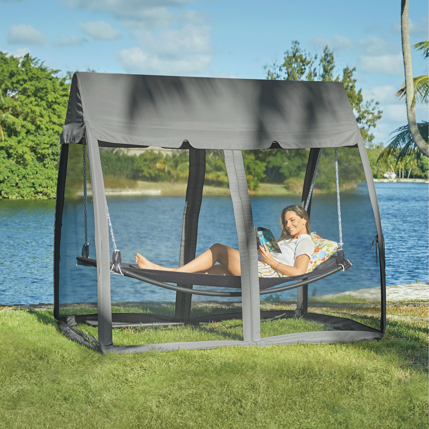 Canopy Sling Bed with Netting | Seventh Avenue