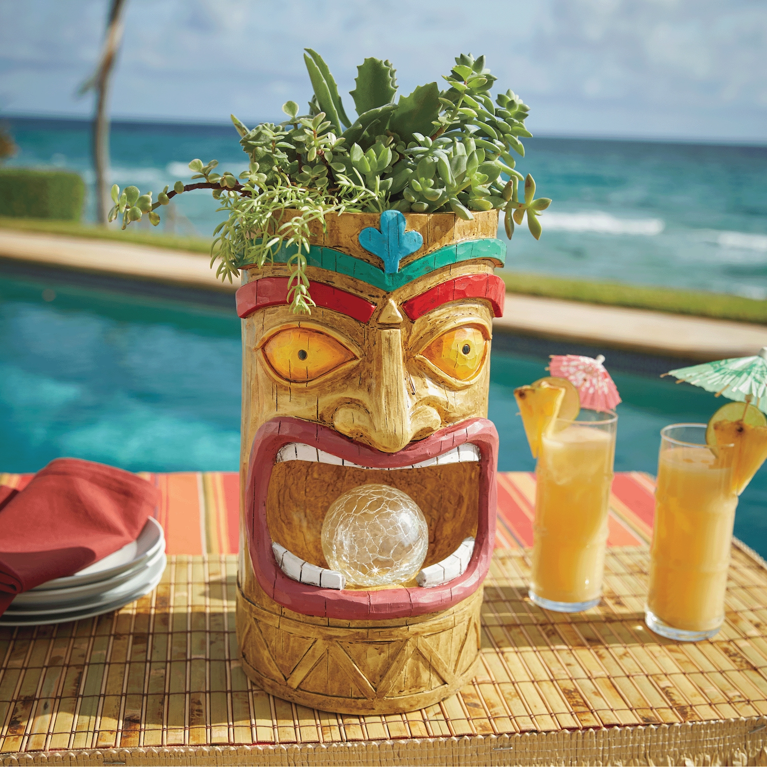 Tiki Solar Light Planter | Seventh Avenue
