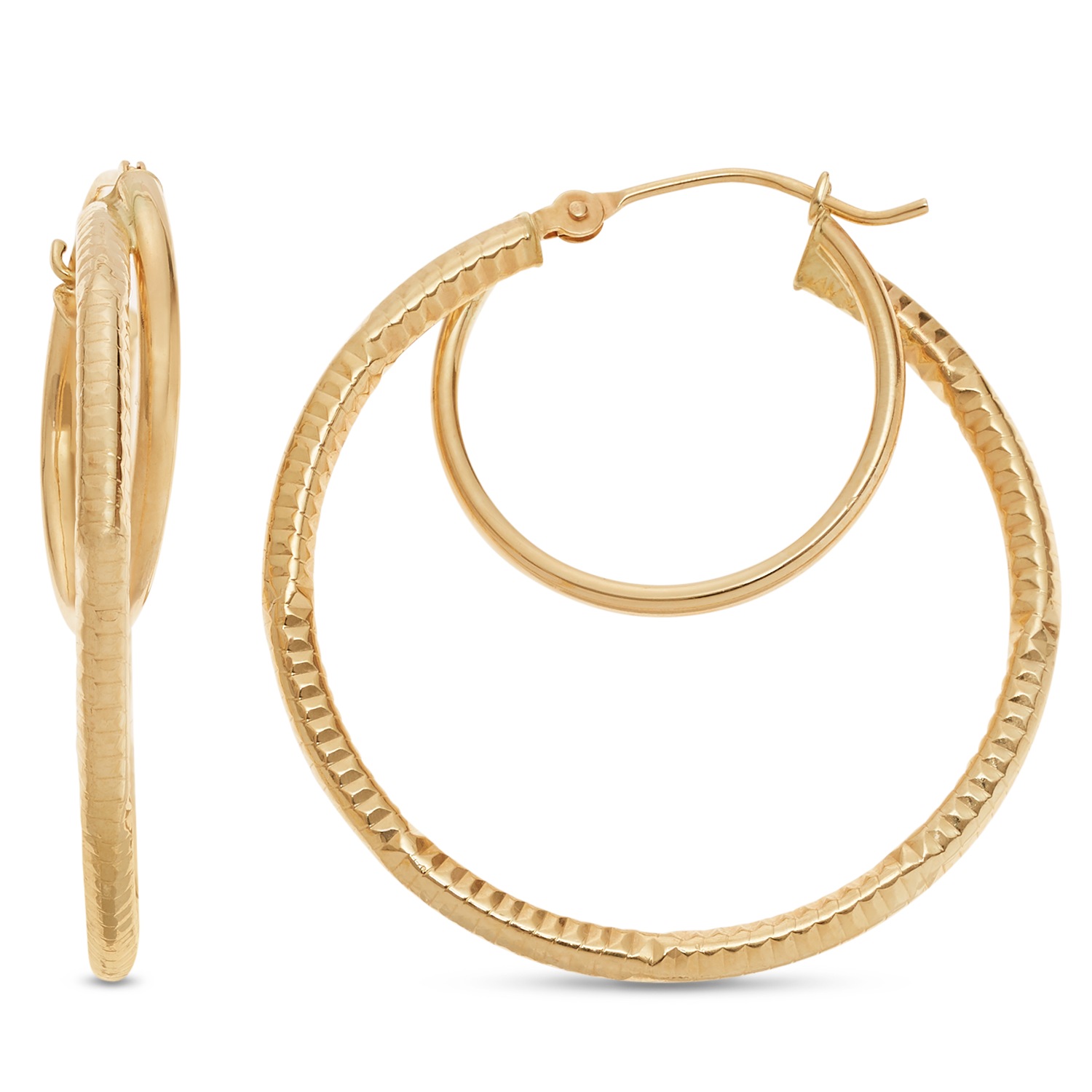 10K Gold Round Double Hoops | Seventh Avenue