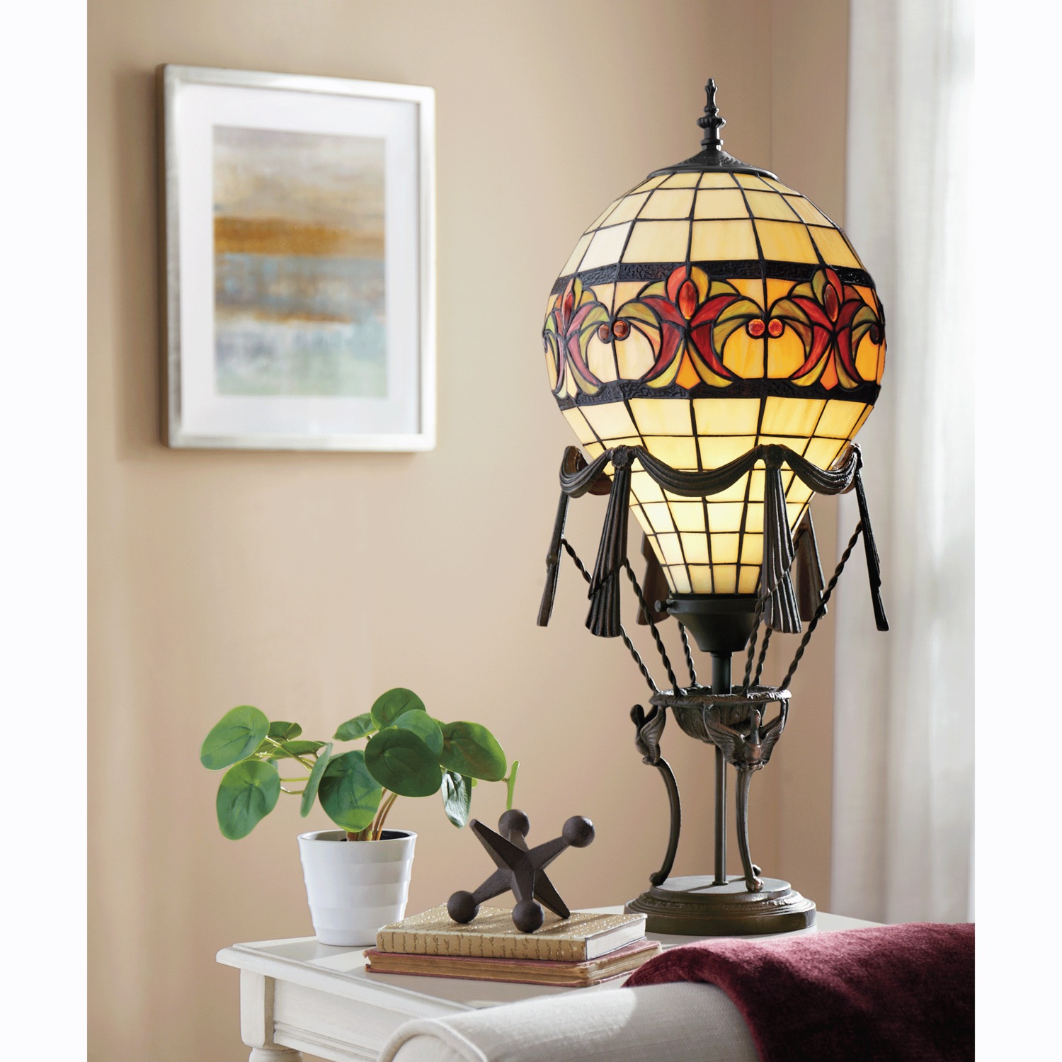 Stained Glass Air Balloon Table Lamp | Seventh Avenue
