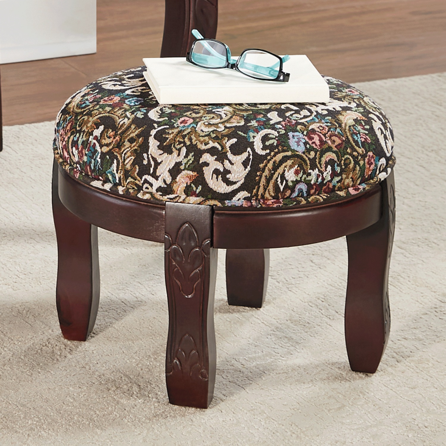 Bianca Carved Chair and Footstool | Seventh Avenue