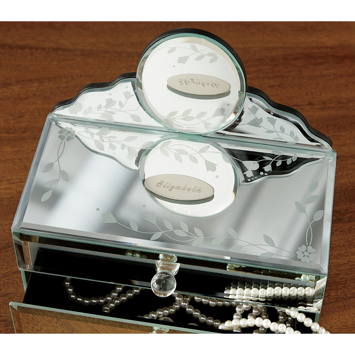 Personalized Mirrored Jewelry Box with Drawers | Seventh Avenue