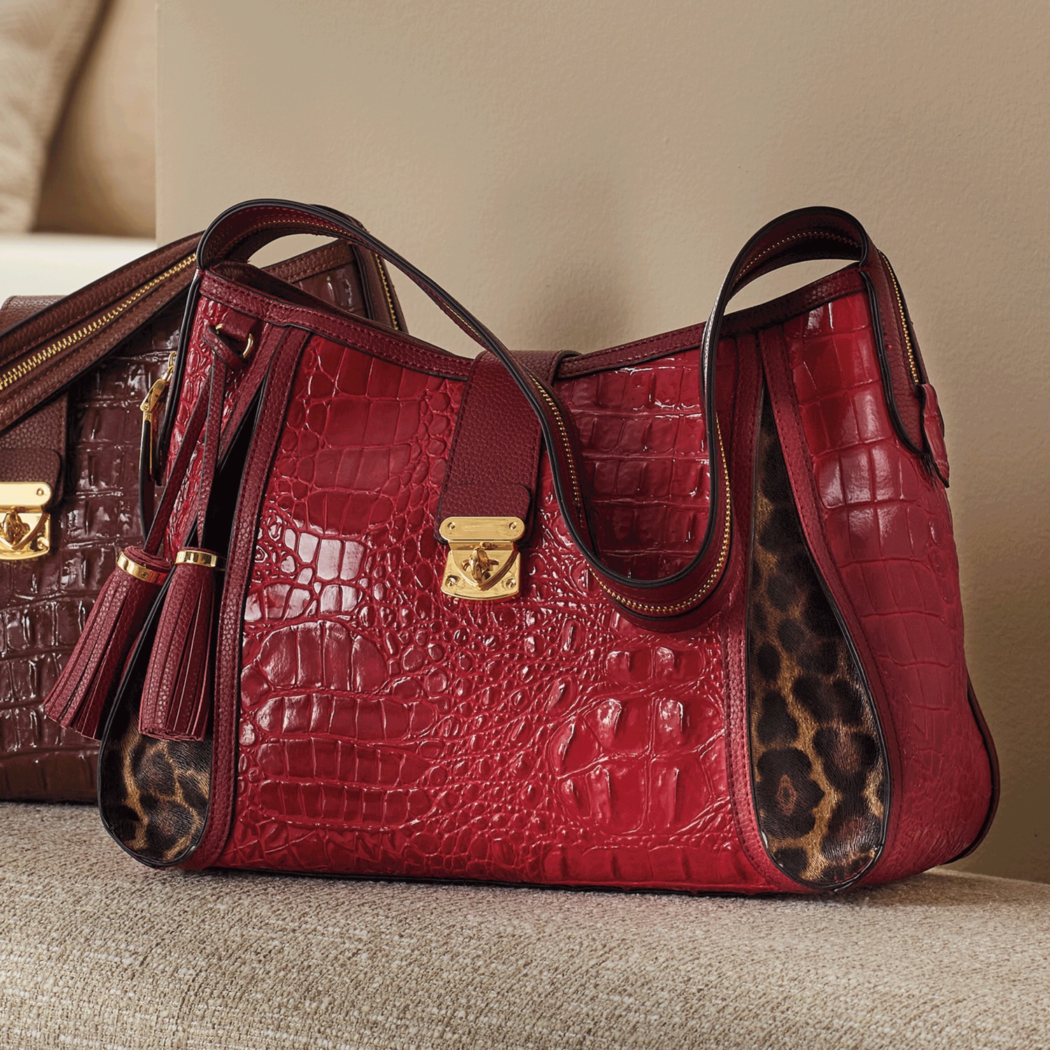 M.C. Handbags Kayden Croco Leather Satchel | Seventh Avenue