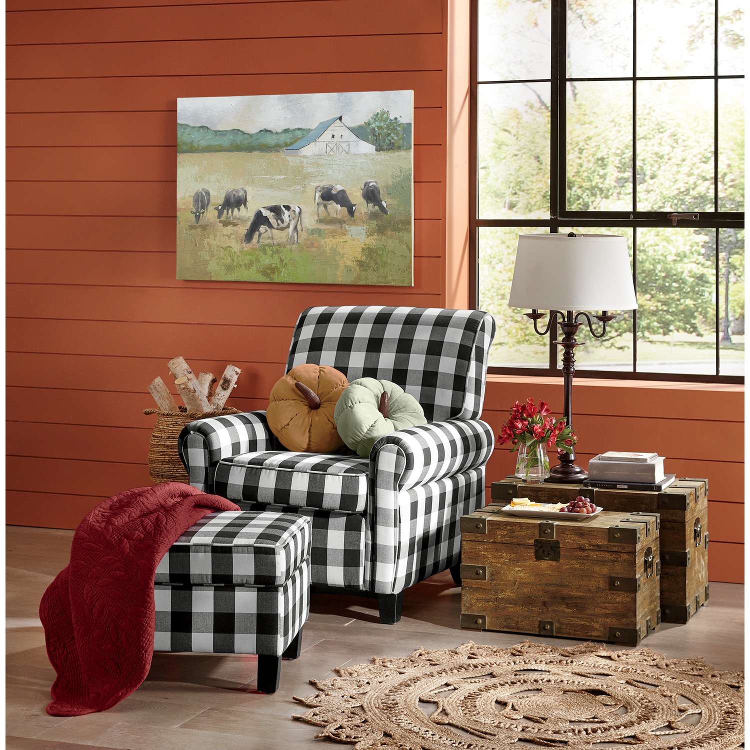 Buffalo Check Armchair and Ottoman | Seventh Avenue