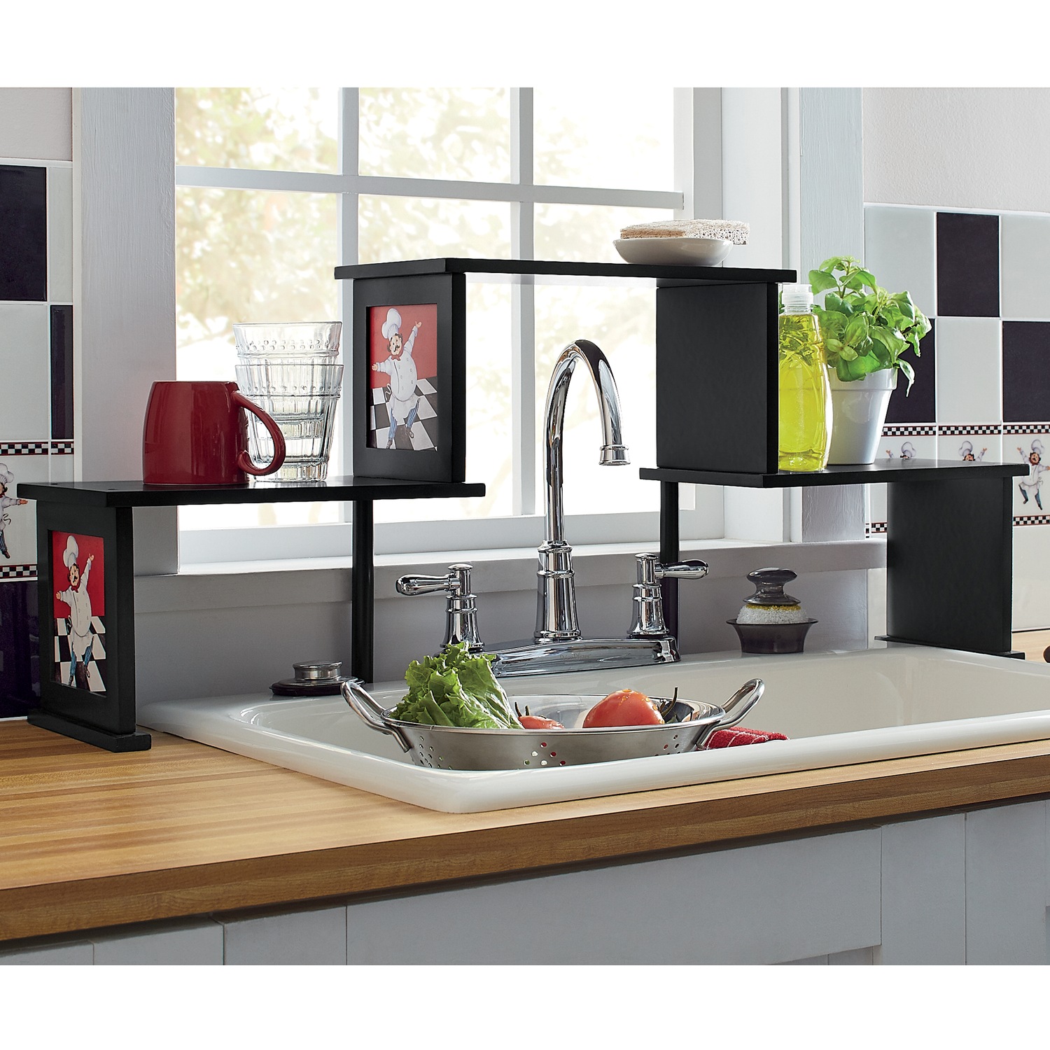 Kitchen Shelves with Reversible Art Tiles | Seventh Avenue