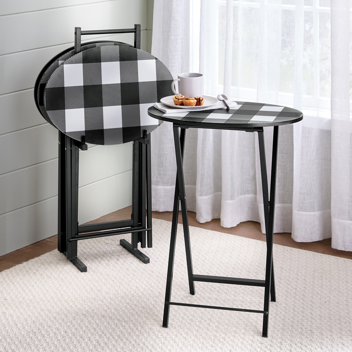 5-Piece Buffalo Check Tray Table Set | Seventh Avenue