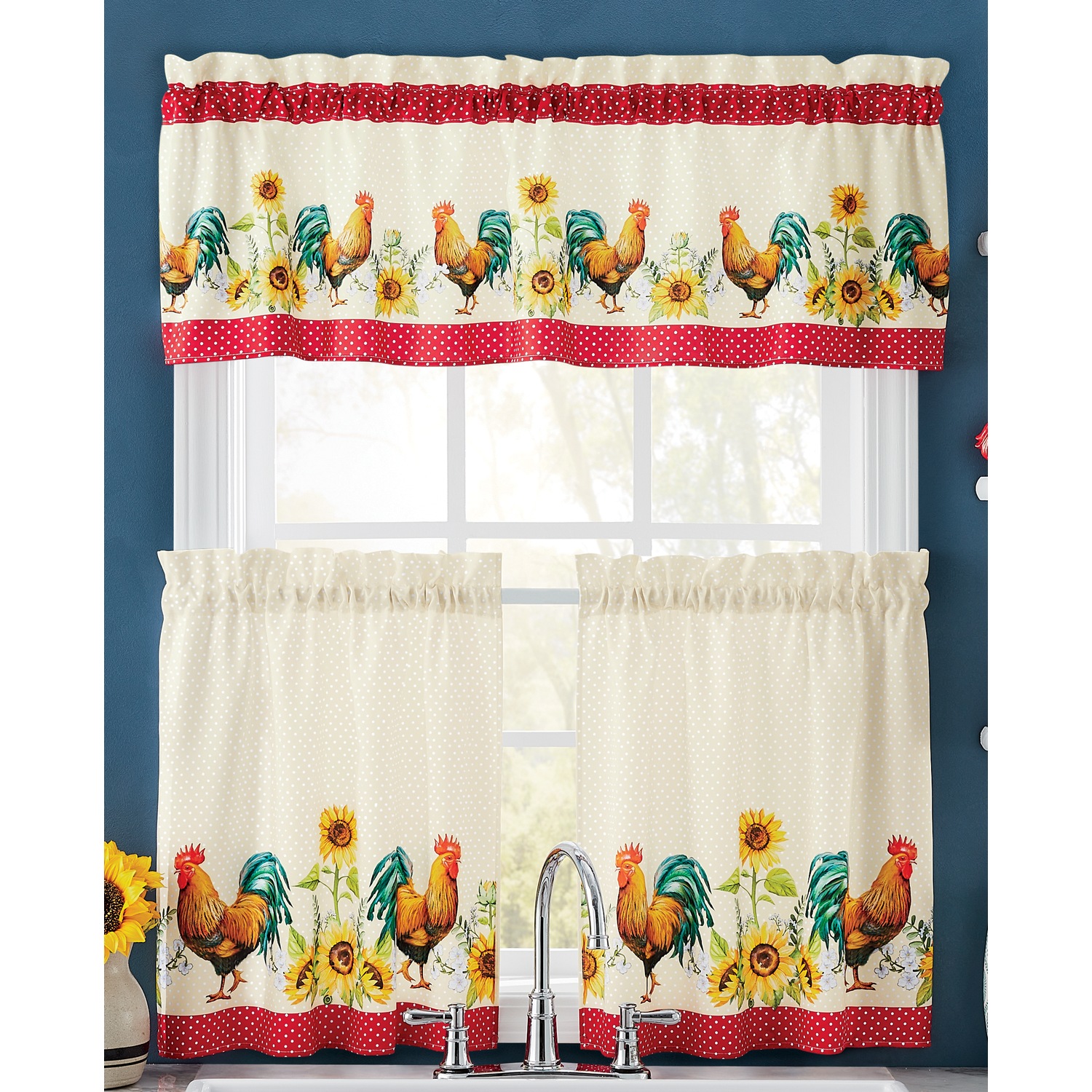 Rooster Kitchen Tier Pair & Valance | Seventh Avenue