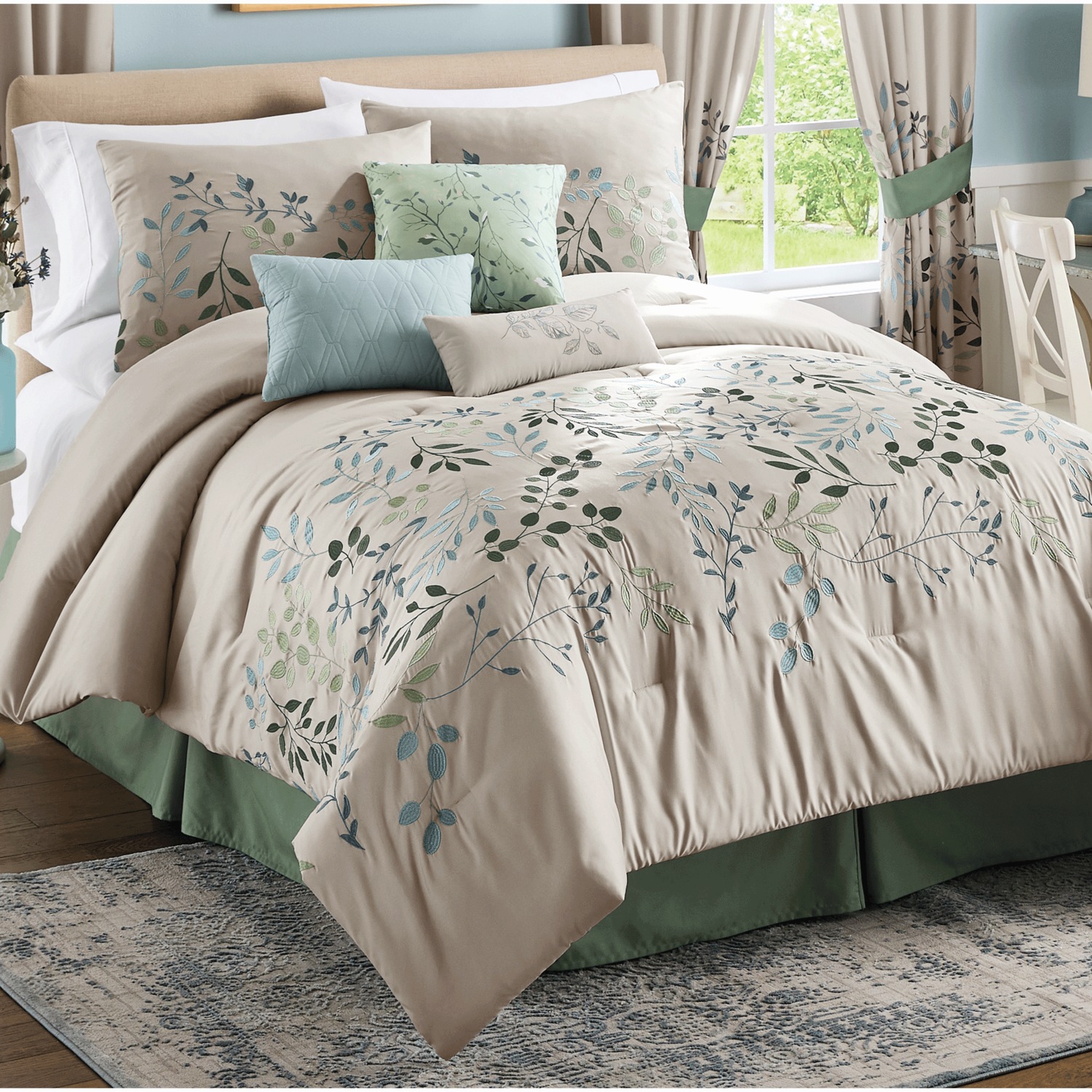 7-Piece Tranquil Embroidered Comforter Set | Seventh Avenue