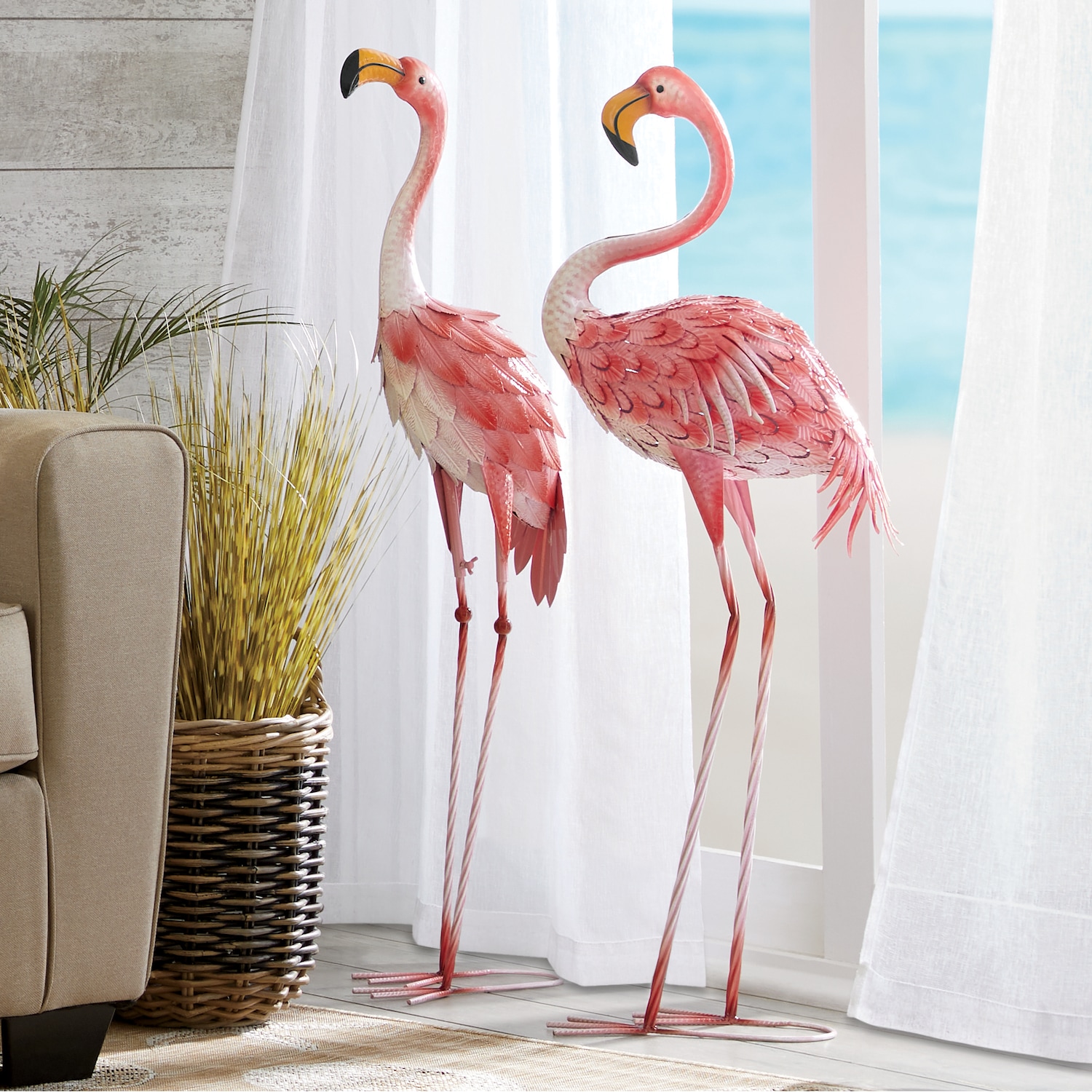 2-Piece Tall Metal Flamingo Set | Seventh Avenue
