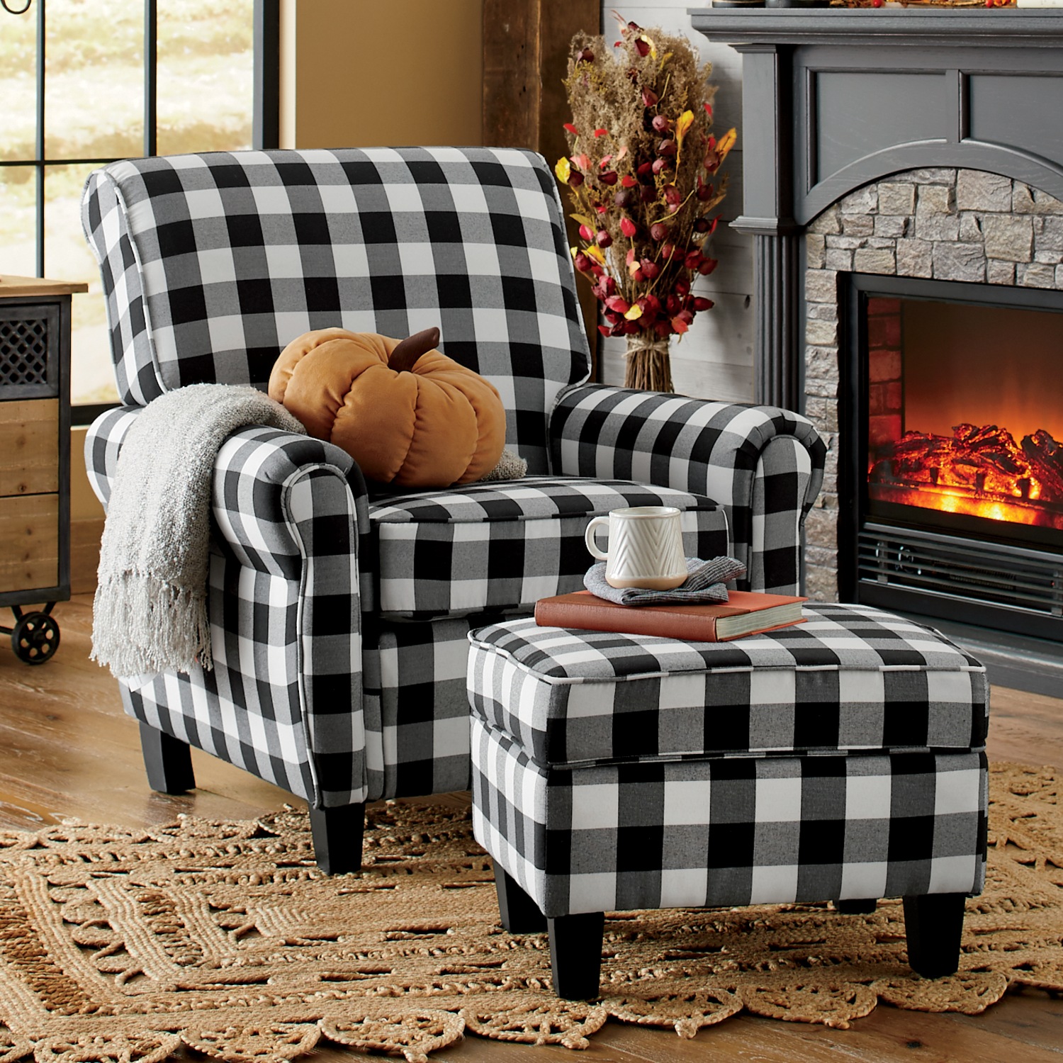 Buffalo Check Armchair and Ottoman | Seventh Avenue