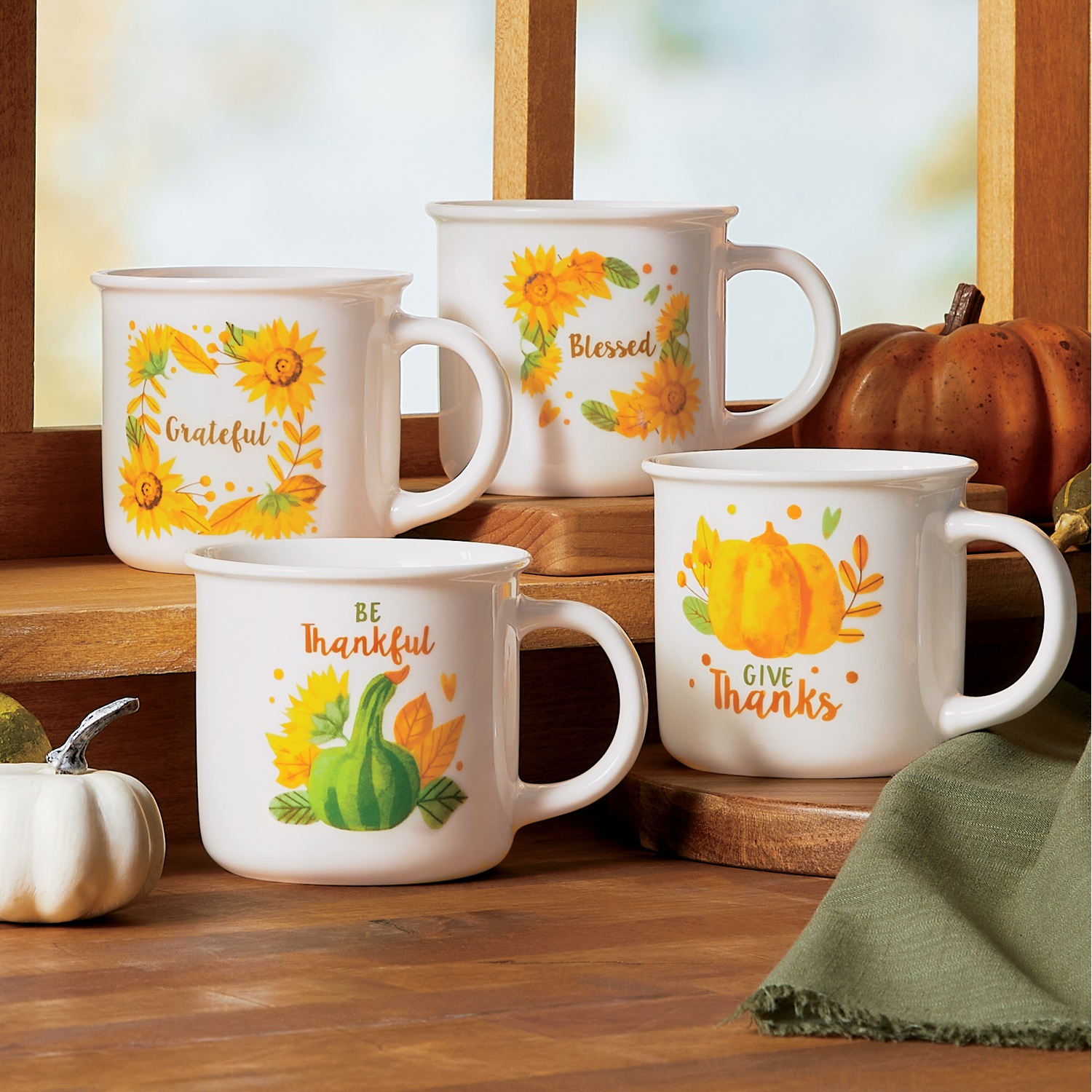 Set of 4 Assorted Fall Mugs | Seventh Avenue
