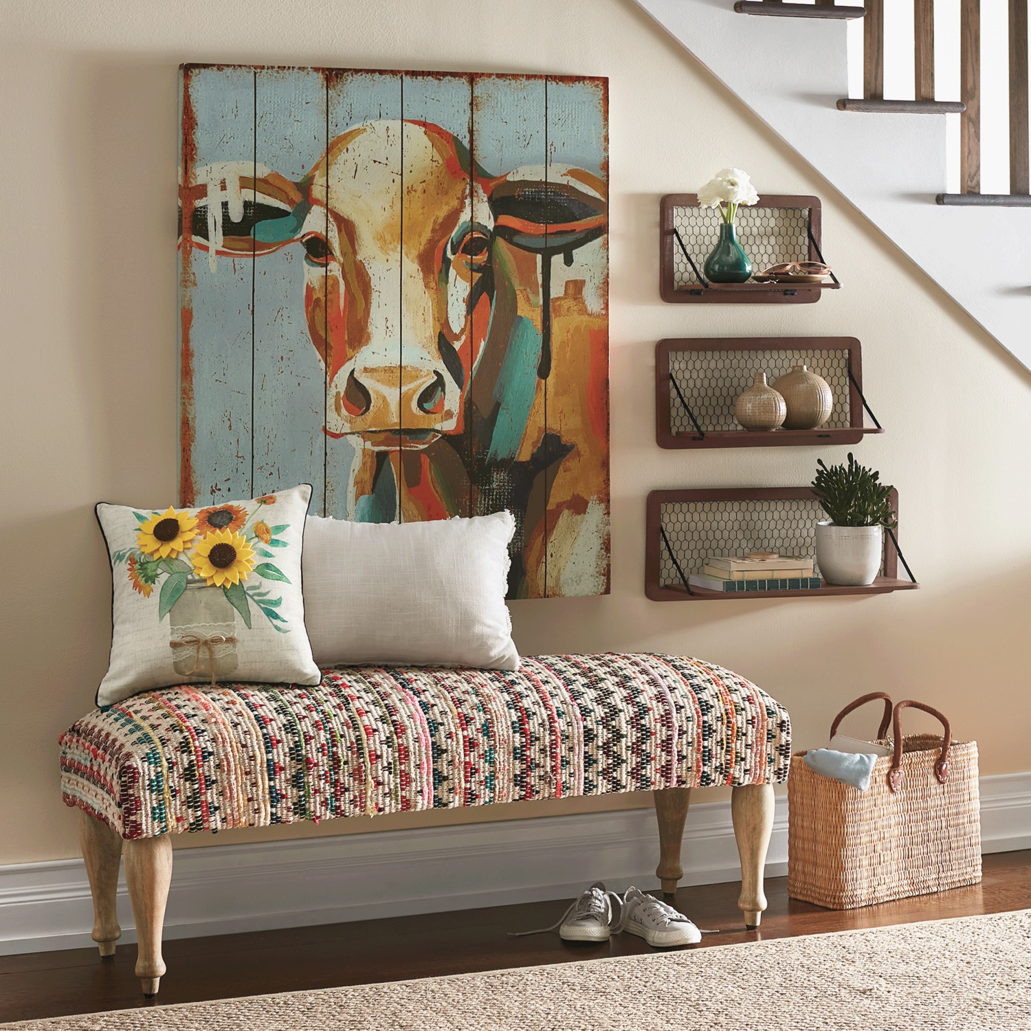 Striped Knit Bench | Seventh Avenue