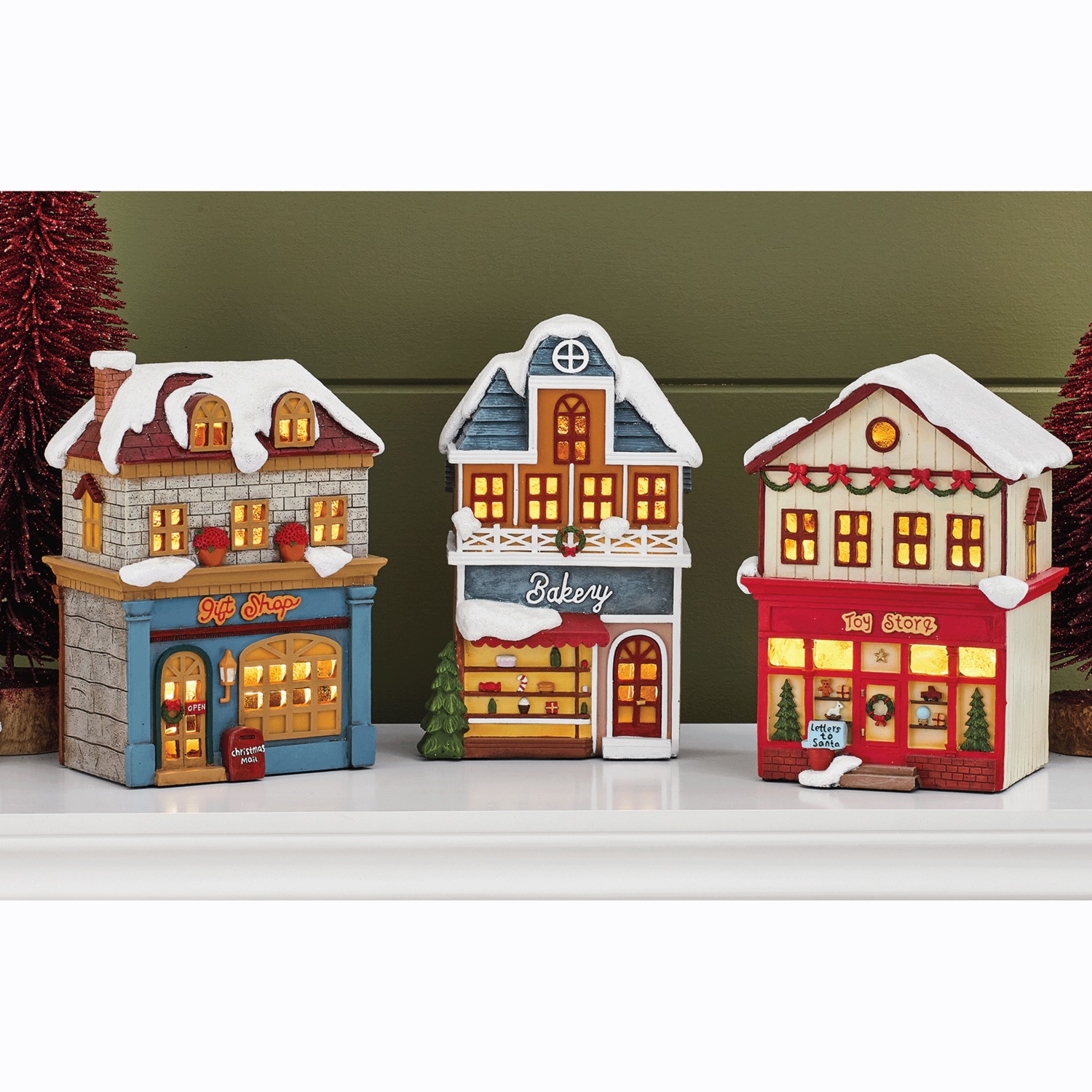 Lit Christmas Town Buildings | Seventh Avenue