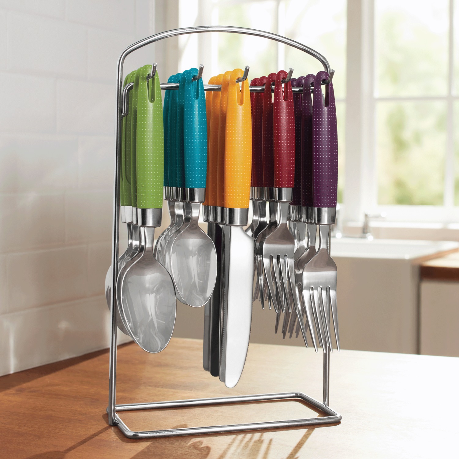 20-Piece Hanging Patterned Flatware Set | Seventh Avenue