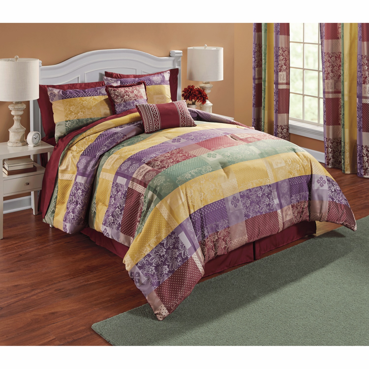 Naples 10-Piece Jacquard Comforter Set, Panel Pair and Valance ...