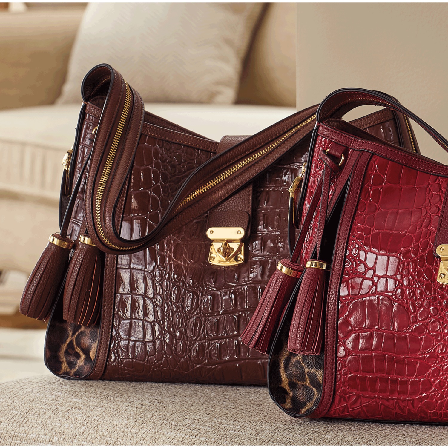 M.C. Handbags Kayden Croco Leather Satchel | Seventh Avenue