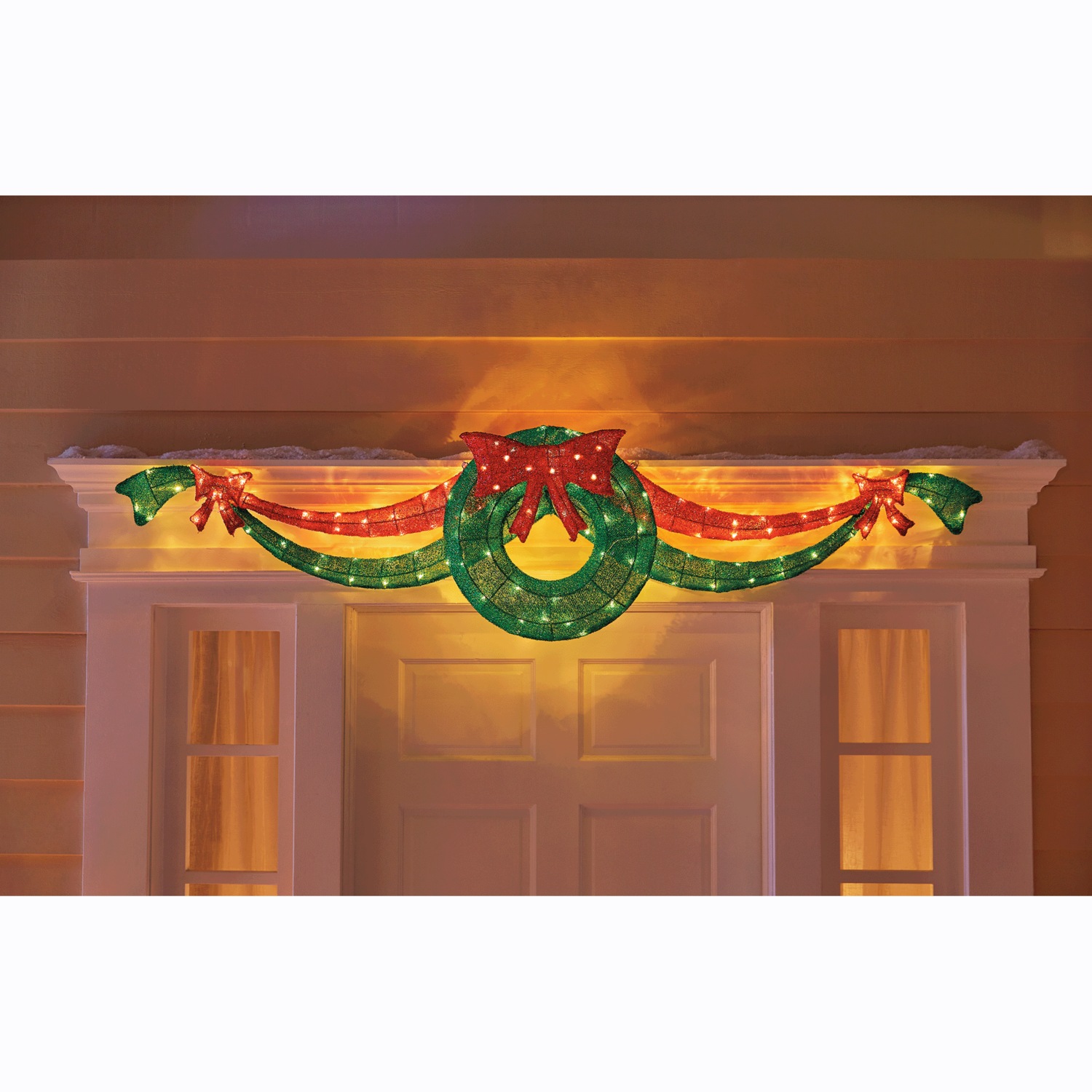 Dazzling Lighted Swag and Bow | Seventh Avenue