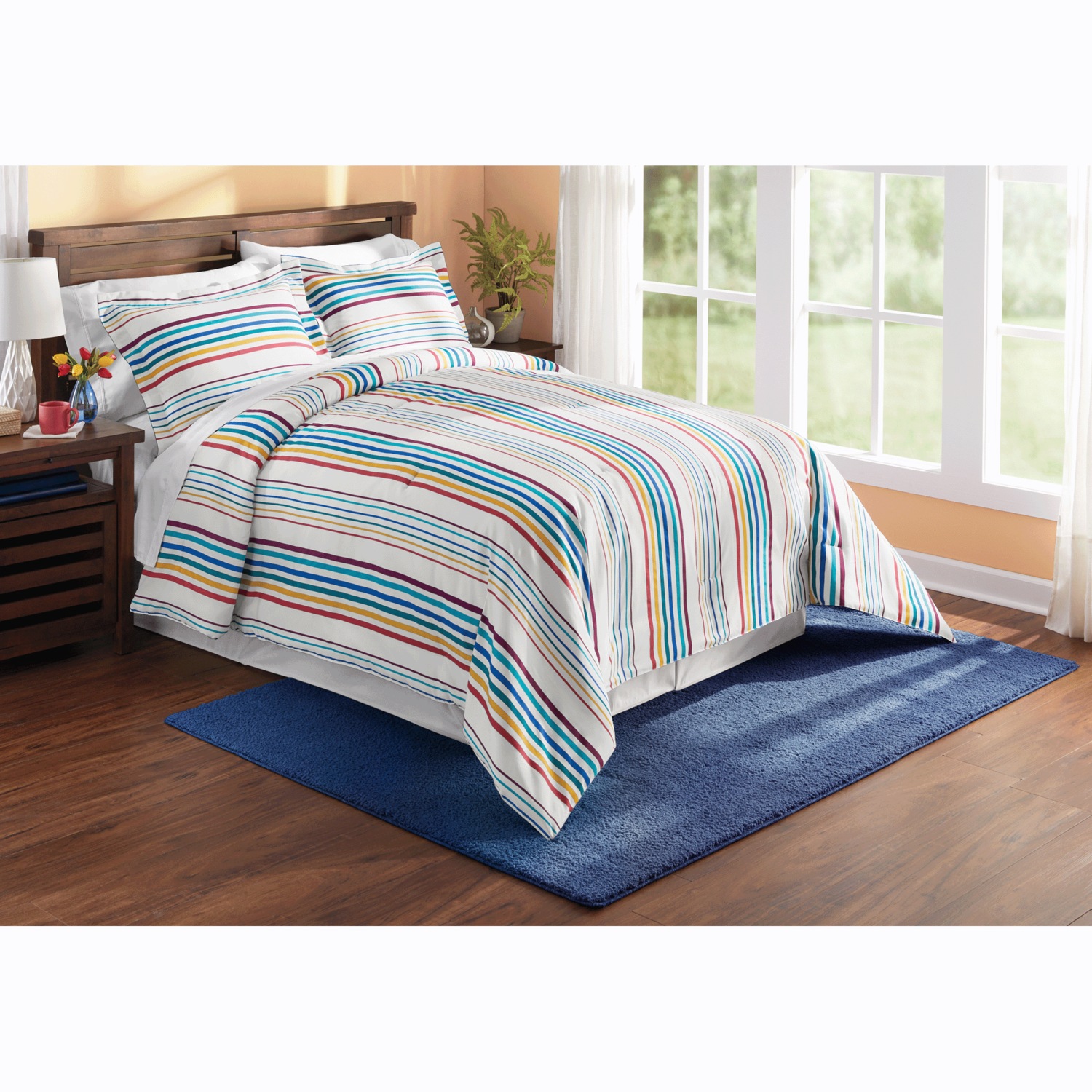 Color Connection Down-Alternative Striped Comforter Set | Seventh Avenue