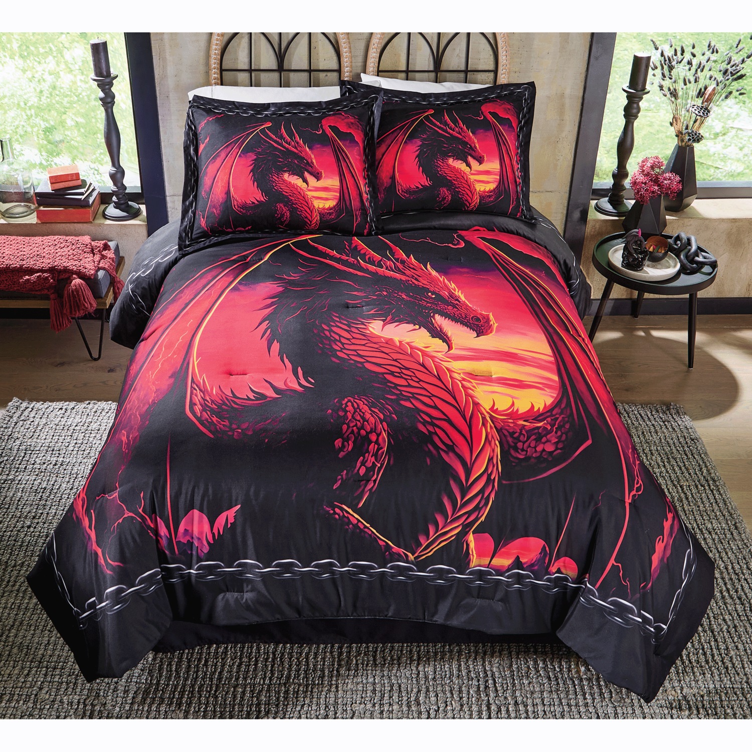 Red Rage Dragon Comforter Set | Seventh Avenue