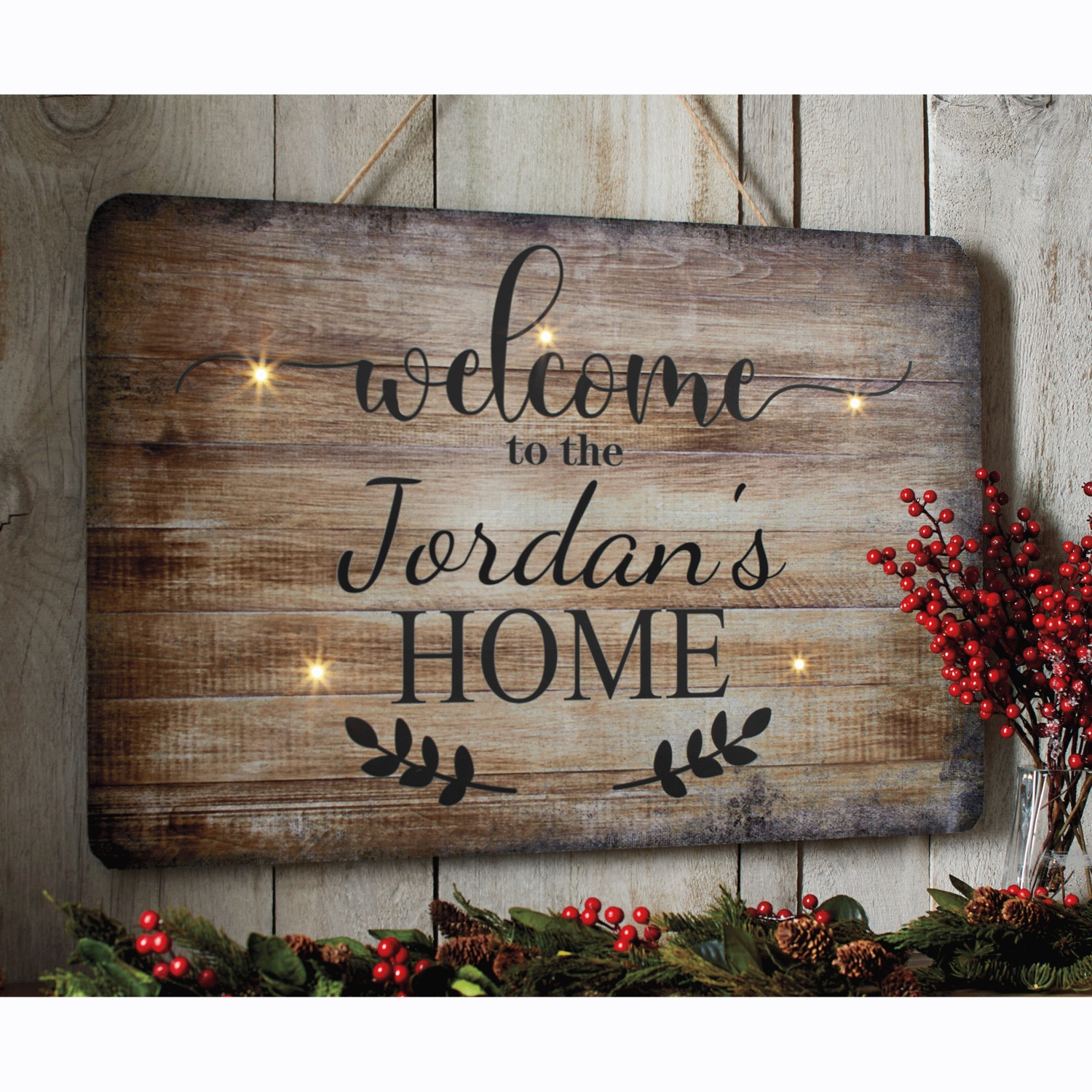 Lit Personalized Welcome Home Wall Plaque | Seventh Avenue