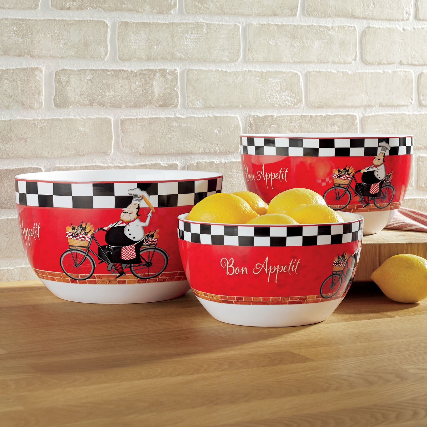 Set of 3 Bicycle Chef Mixing Bowls | Seventh Avenue